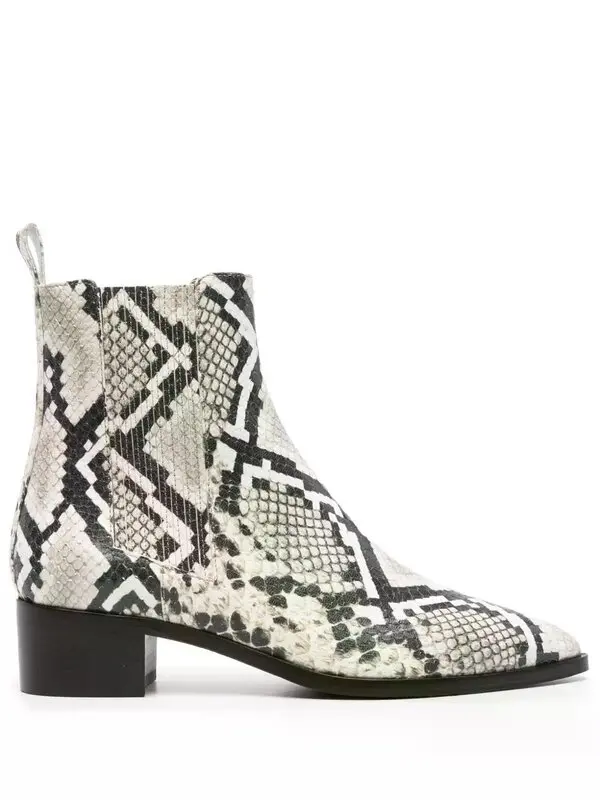 SCAROSSO Olivia Snakeskin-effect Ankle Boots - Neutrals