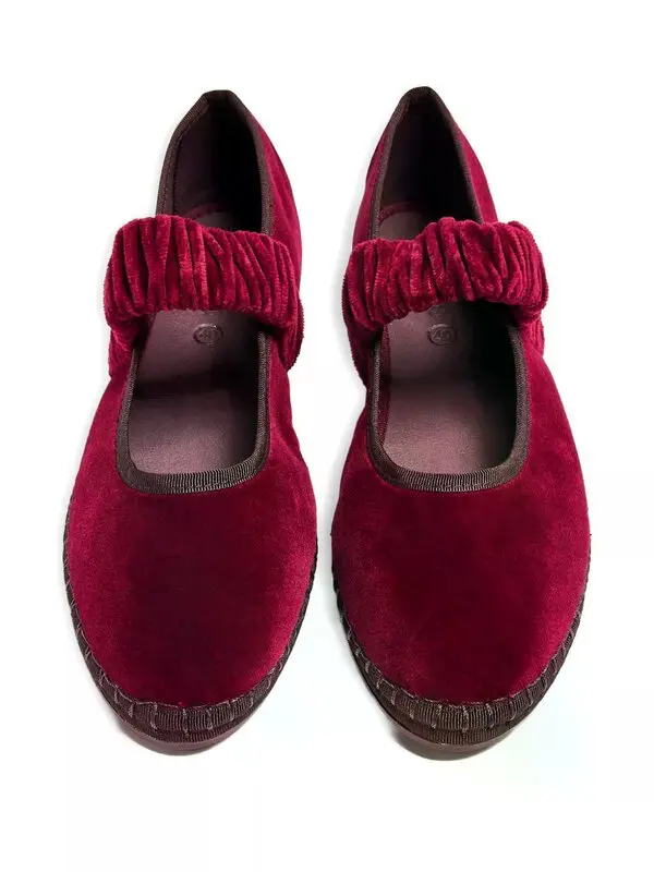 FLABELUS Mafalda Ruched-strap Ballet Flats - Red