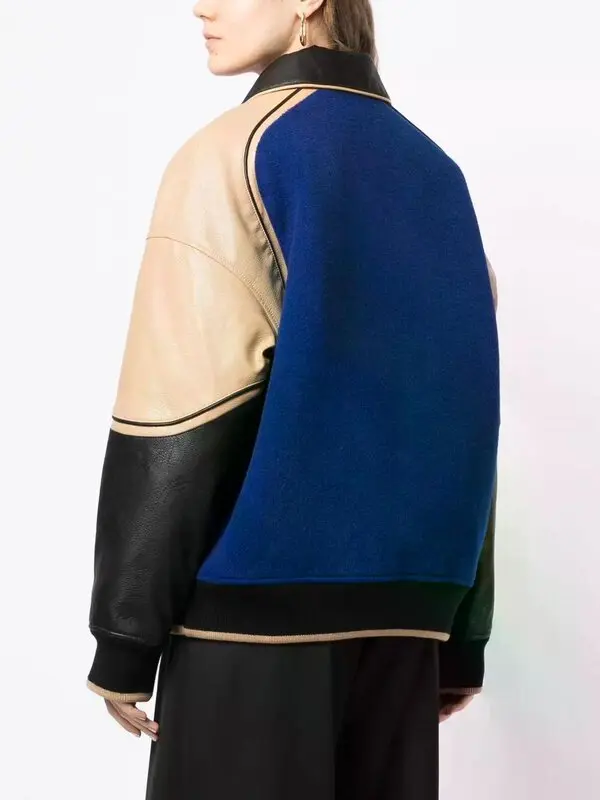 Goen.j Faux-leather Trim Wool Jacket - Blue