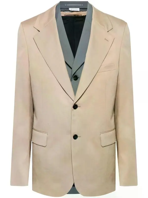 Comme Des Garçons Single-breasted Layered Blazer - Neutrals