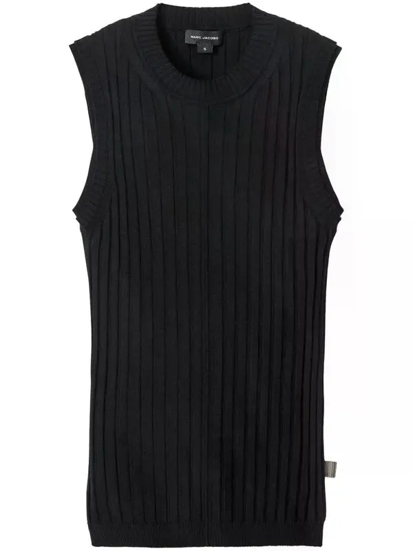 Marc Jacobs Ribbed Merino Wool Sleeveless Crewneck Top - Black