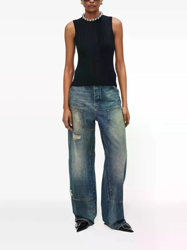 Marc Jacobs Ribbed Merino Wool Sleeveless Crewneck Top