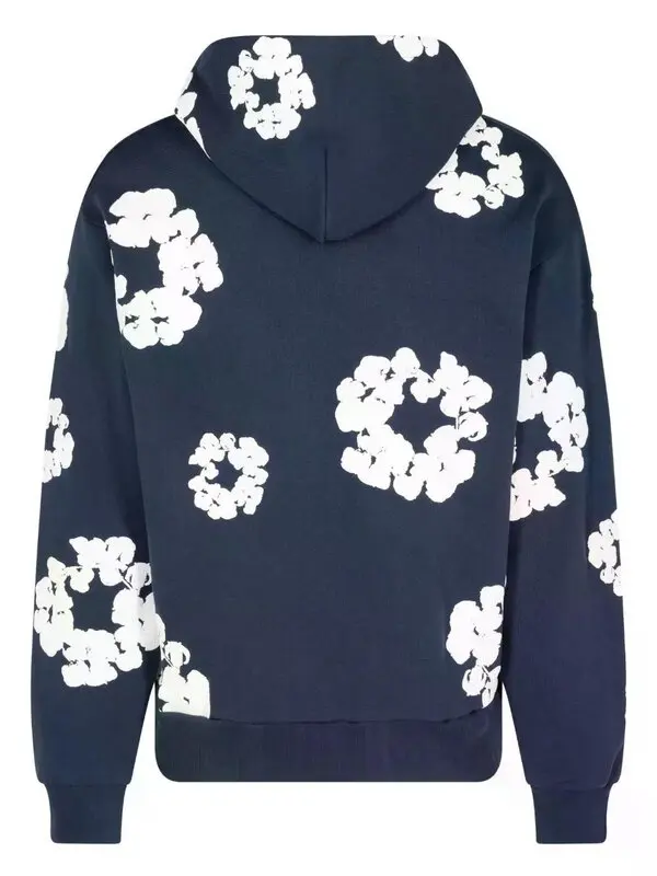 DENIM TEARS Cotton Wreath-print Hoodie - Blue