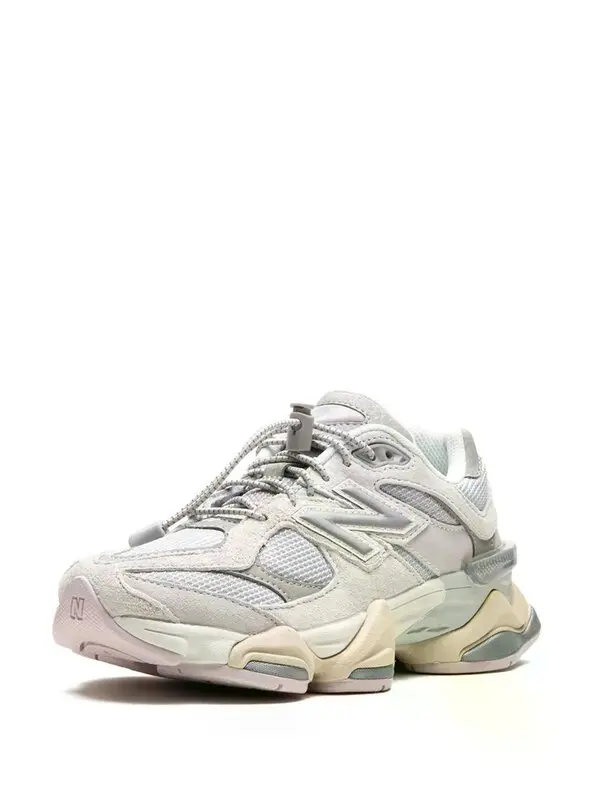 NEW BALANCE 9060 Light Calf Leather & Mesh Panel Sneakers - Grey