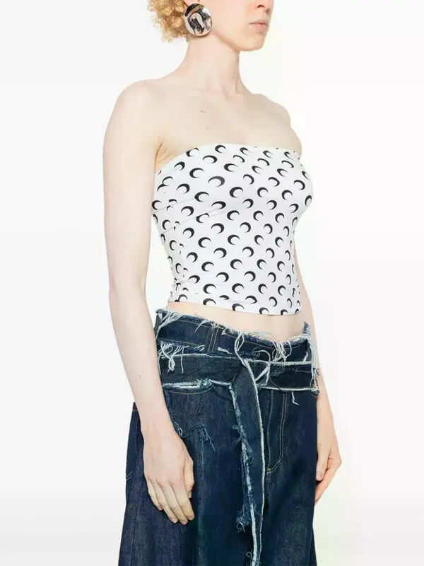 MARINE SERRE Moon Print Tube Top - White