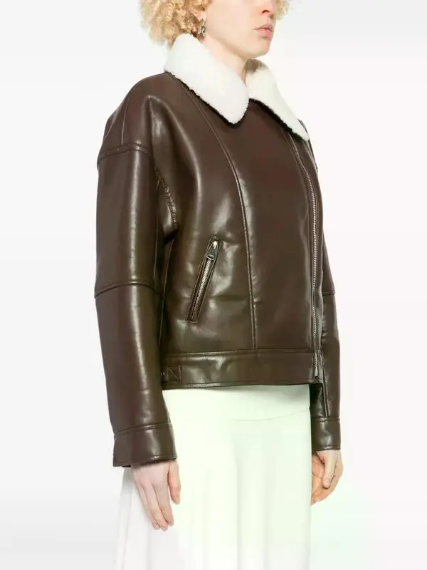 Simkhai Nyx Faux Leather Shearling Trim Jacket