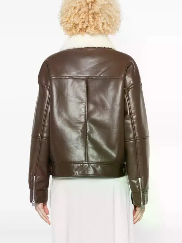 Simkhai Nyx Faux Leather Shearling Trim Jacket