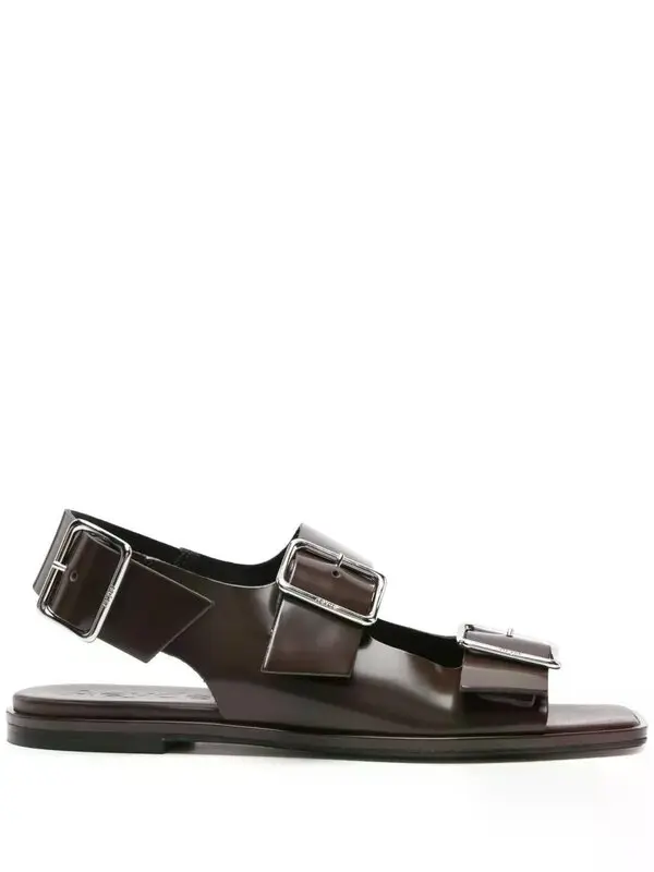 AeydĒ Buckled Leather Slingback Sandals - Brown
