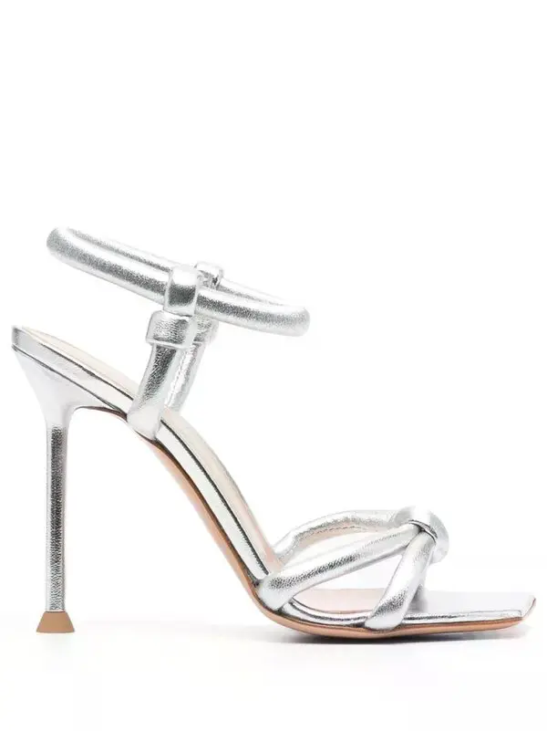 GIANVITO ROSSI Juno Metallic Stiletto Sandals - Grey