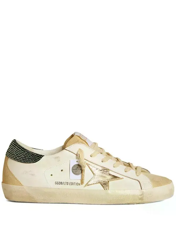 GOLDEN GOOSE Super Star Sneakers With Swarovski Crystal Embellishment - White