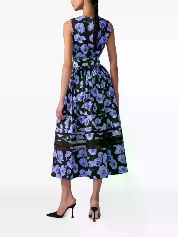 Carolina Herrera Floral-print Midi Dress - Black