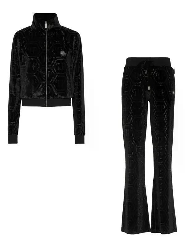 Philipp Plein Monogrammed Velour Track Pants