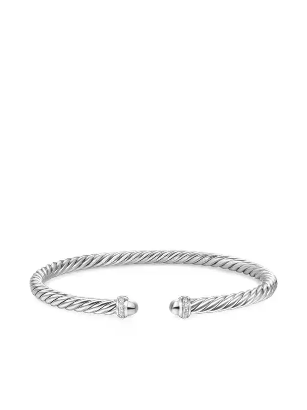 David Yurman Sterling And Diamond Cablespira® Open Cuff Bracelet