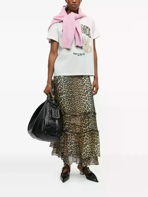GANNI Leopard-print Ruffle Maxi Skirt - Neutrals