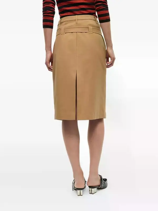GANNI Belted Cotton Skirt In Archive Beige