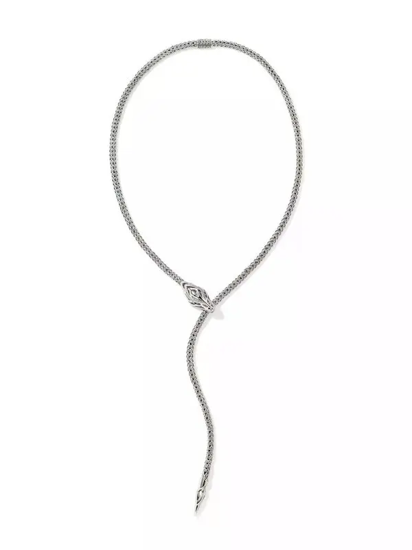 John Hardy Sterling Naga Lariat Necklace With Blue Sapphire