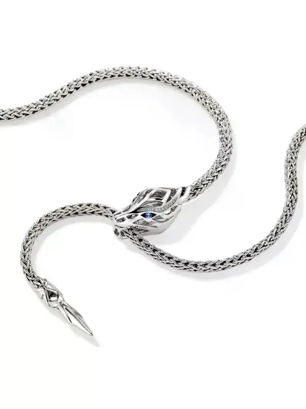 John Hardy Sterling Naga Lariat Necklace With Blue Sapphire