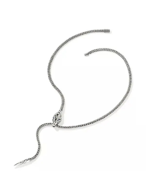 John Hardy Sterling Naga Lariat Necklace With Blue Sapphire