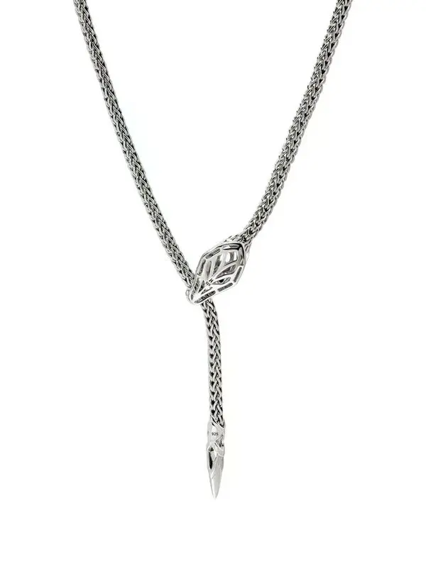 John Hardy Sterling Naga Lariat Necklace With Blue Sapphire