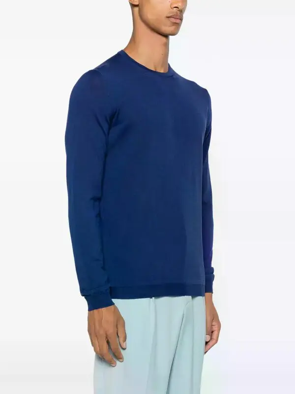 GOES BOTANICAL Merino Wool Crew Neck Jumper - Blue