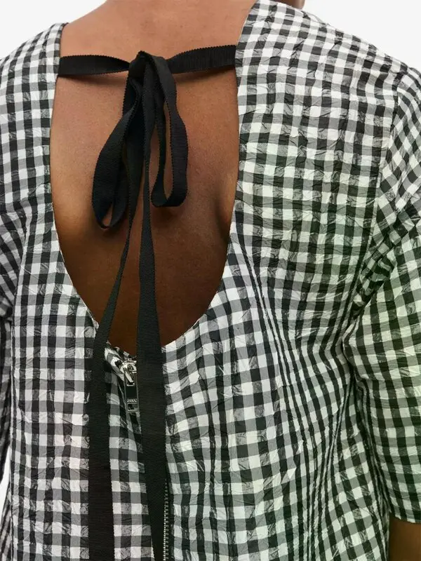 GANNI Gingham Print Dress With Ruffle Detailing