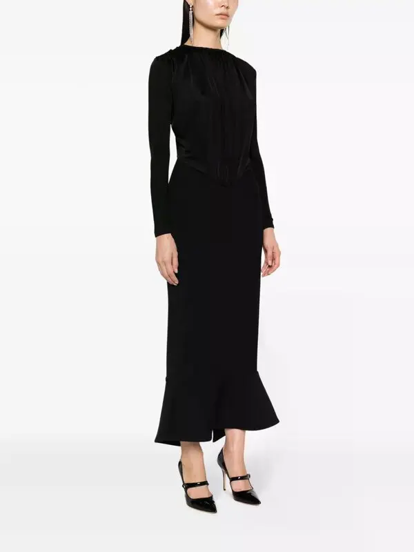 V:PM ATELIER Draped Fluted Maxi Dress