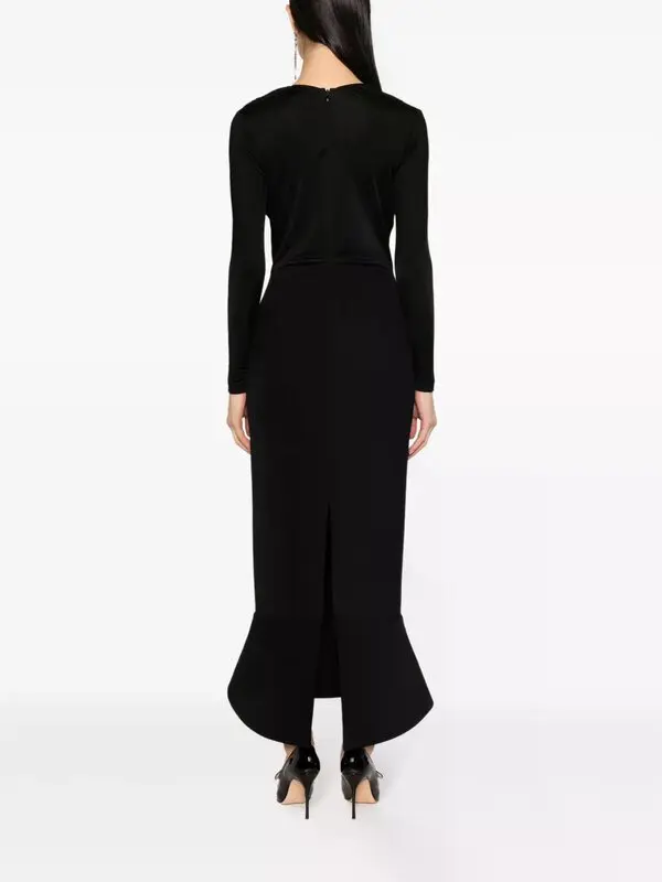 V:PM ATELIER Draped Fluted Maxi Dress