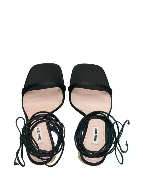 Miu Miu Glitter Heel Lace-up Sandals