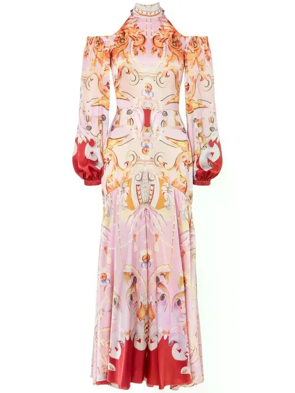 TEMPERLEY LONDON Carline Print Cold Shoulder Dress - Pink