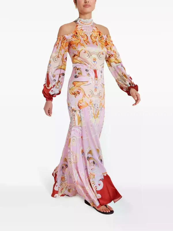 TEMPERLEY LONDON Carline Print Cold Shoulder Dress