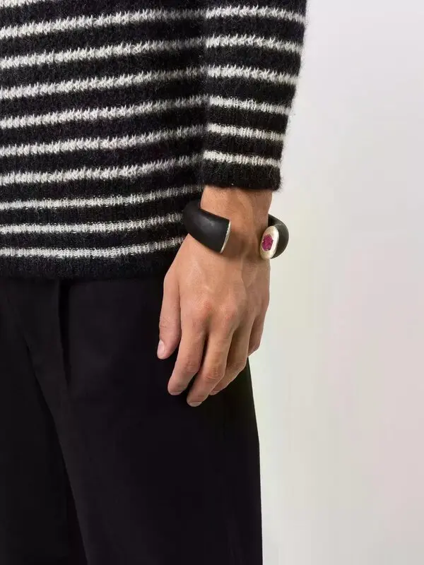 PARTS OF FOUR Big Druid Bracelet With Ruby - Black