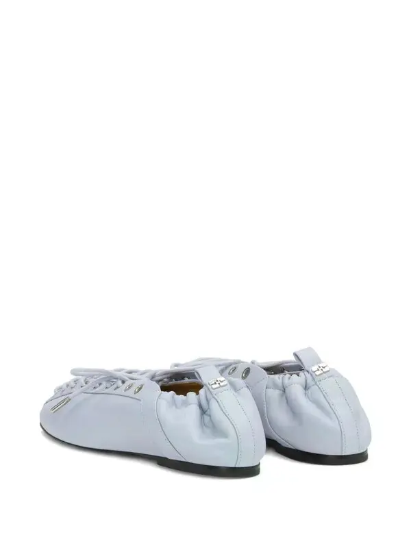 GANNI Lace-up Ballet Flats - Blue