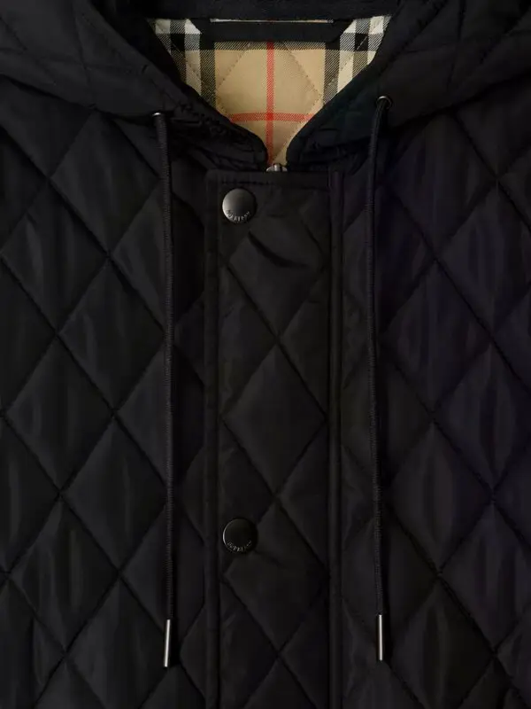 Burberry Quilted Hooded Jacket With Classic Check Lining