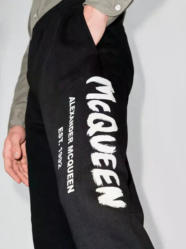 Alexander McQueen Logo Graffiti Print Track Pants - Black