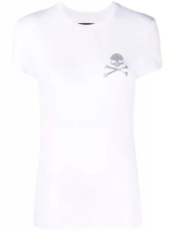 Philipp Plein Rhinestone Skull T-shirt - White