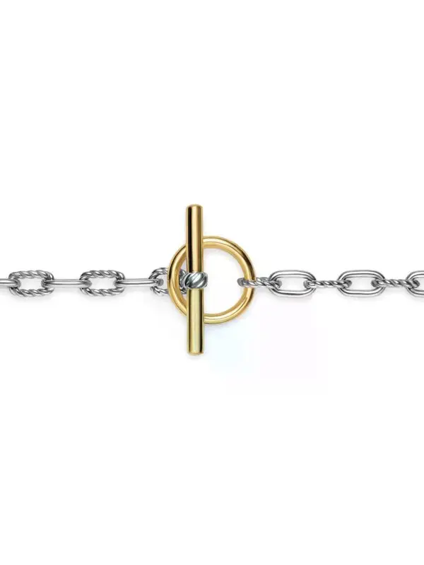 David Yurman Sterling And 18kt Yellow Gold Cable-link Chain Necklace - Silver