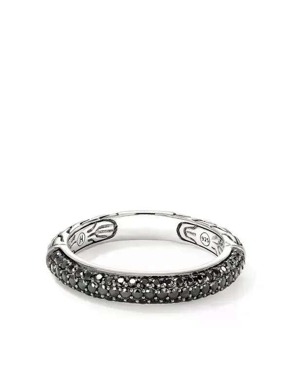 John Hardy Sterling Black Sapphire Pavé Band Ring - Silver