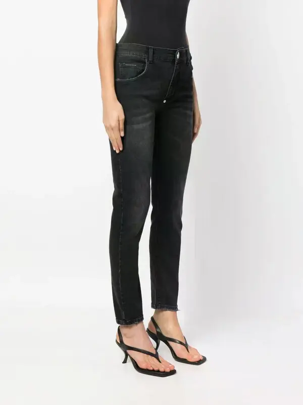 Philipp Plein Stonewashed Straight-leg Cropped Jeans
