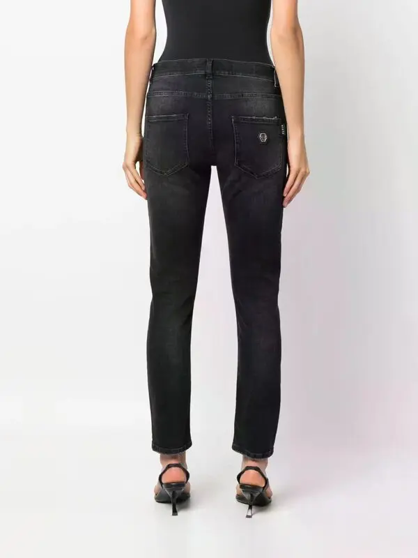 Philipp Plein Stonewashed Straight-leg Cropped Jeans