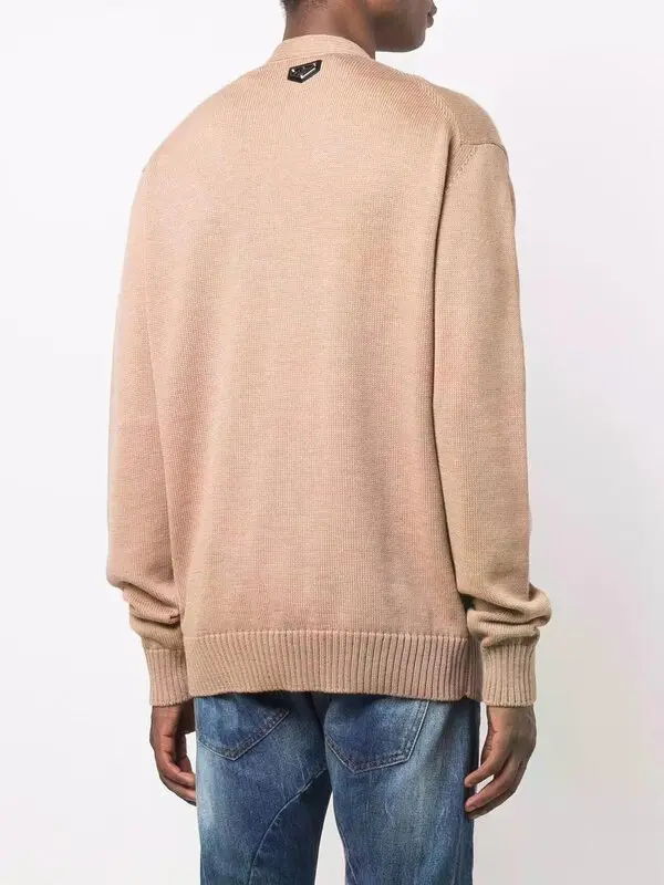 Philipp Plein Merino Wool Embroidered Cardigan