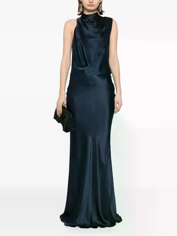 Michelle Mason Open Back Drape Top - Blue
