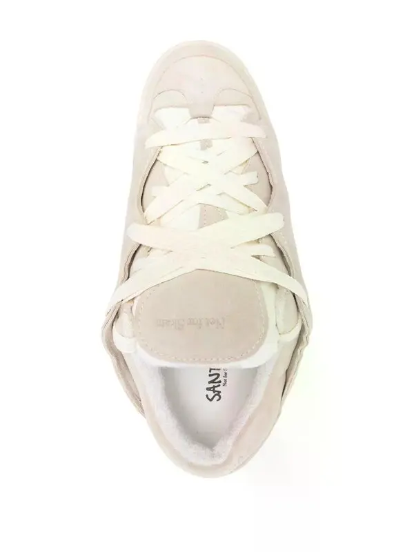 SANTHA Suede Panelled Lace-up Sneakers - Neutrals