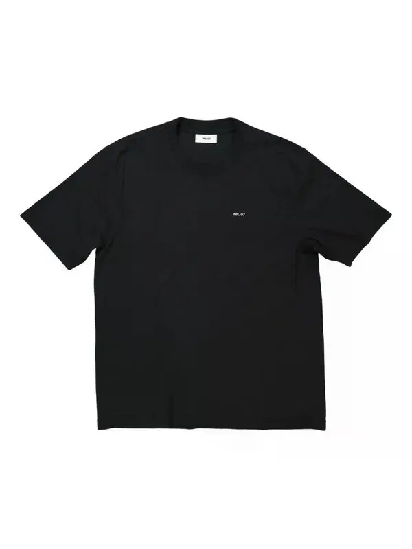 Nn07 Logo-embroidered T-shirt - Black