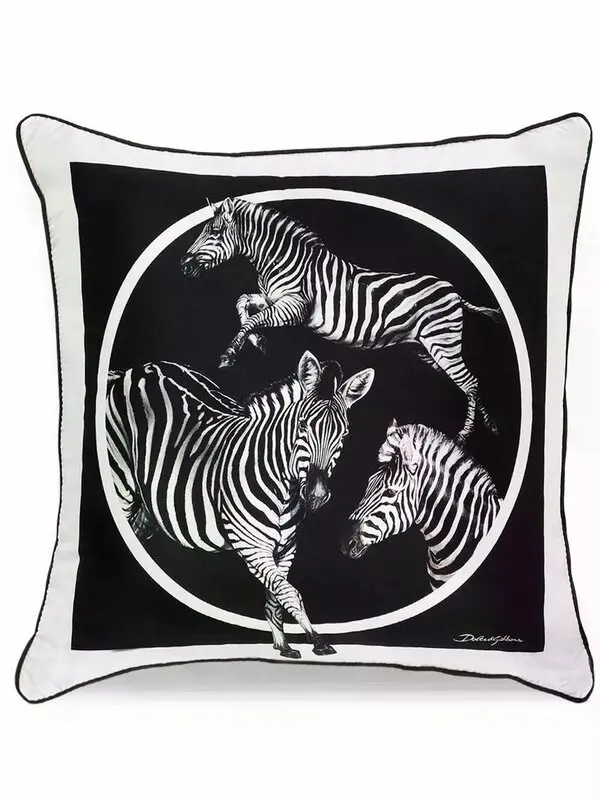 Dolce & Gabbana Zebra-print Silk Twill Cushion - Black