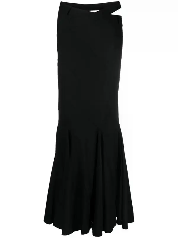 ANDREĀDAMO Flannel Cut-out Maxi Skirt - Black
