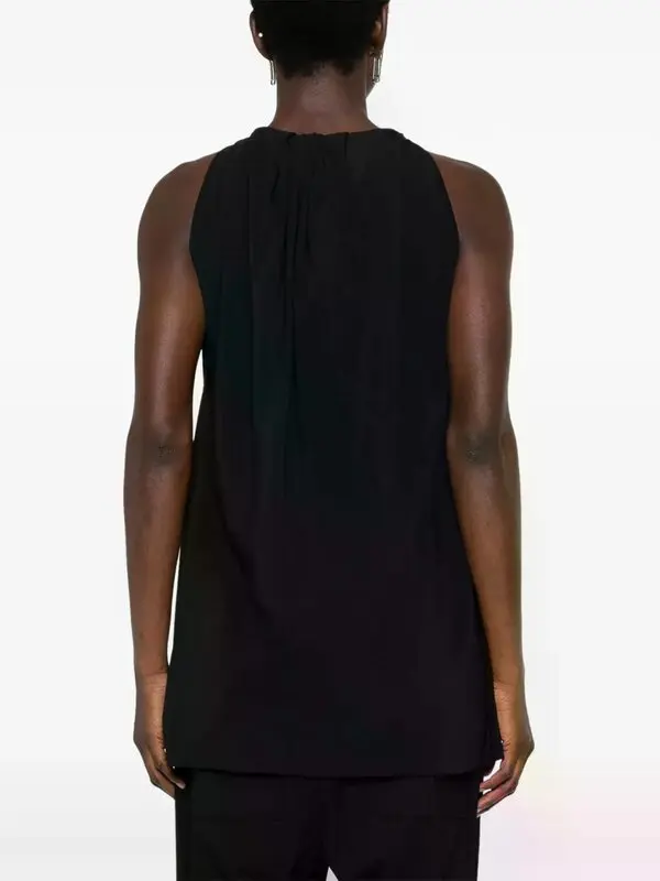 Rick Owens Gathered Georgette Crepe Tank Top - Black