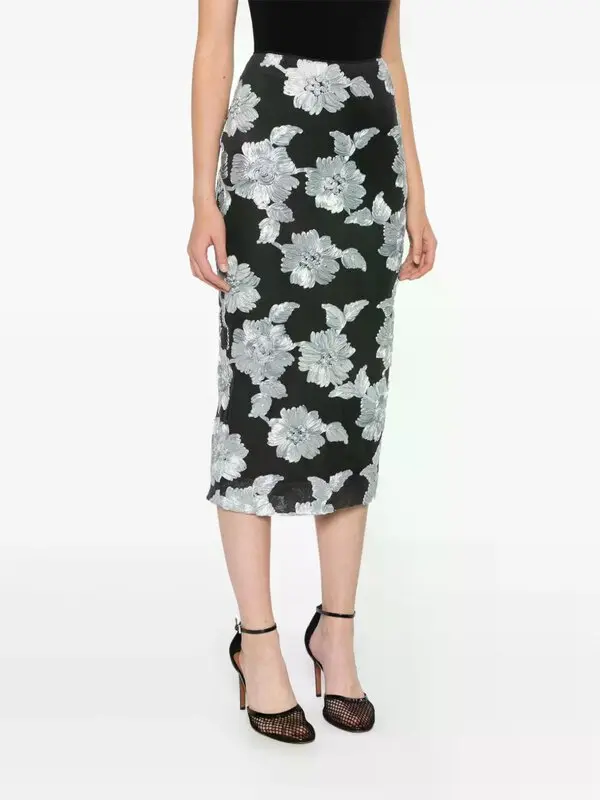 ROTATE BY BIRGER CHRISTENSEN Floral Mesh Pencil Skirt