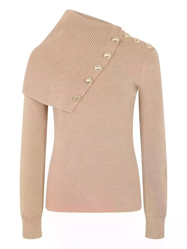 Rabanne Asymmetric Ribbed Sweater With Button Detailing