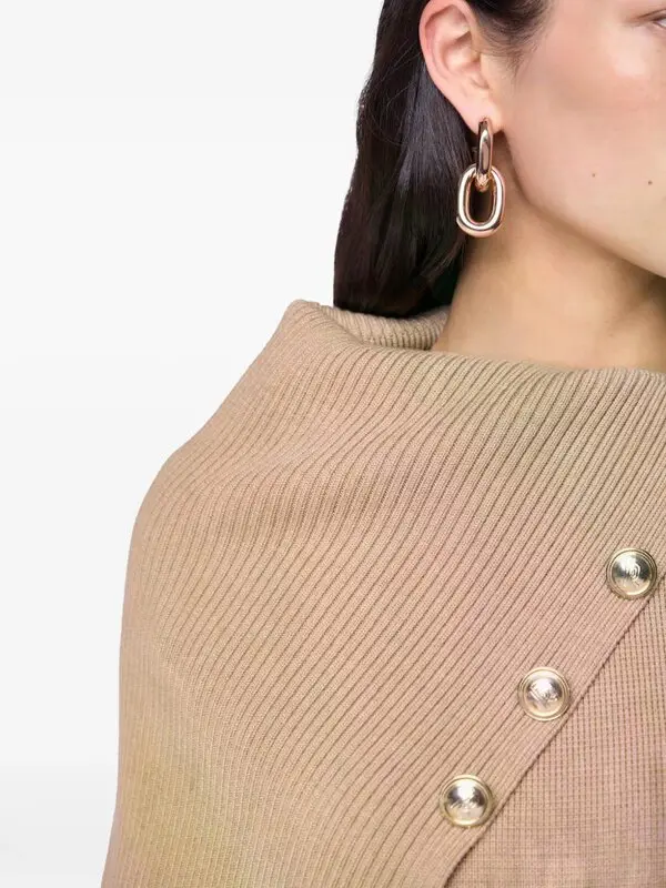 Rabanne Asymmetric Ribbed Sweater With Button Detailing