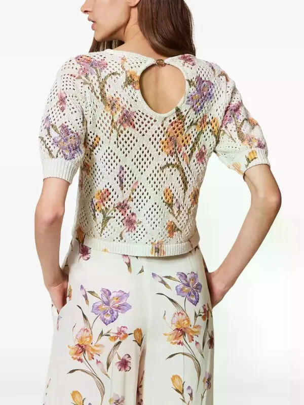 TWINSET Floral Print Crew Neck Sweater - White